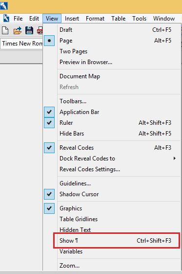 KB Corel WordPerfect X8 How To Display Or Hide Symbols In A Document