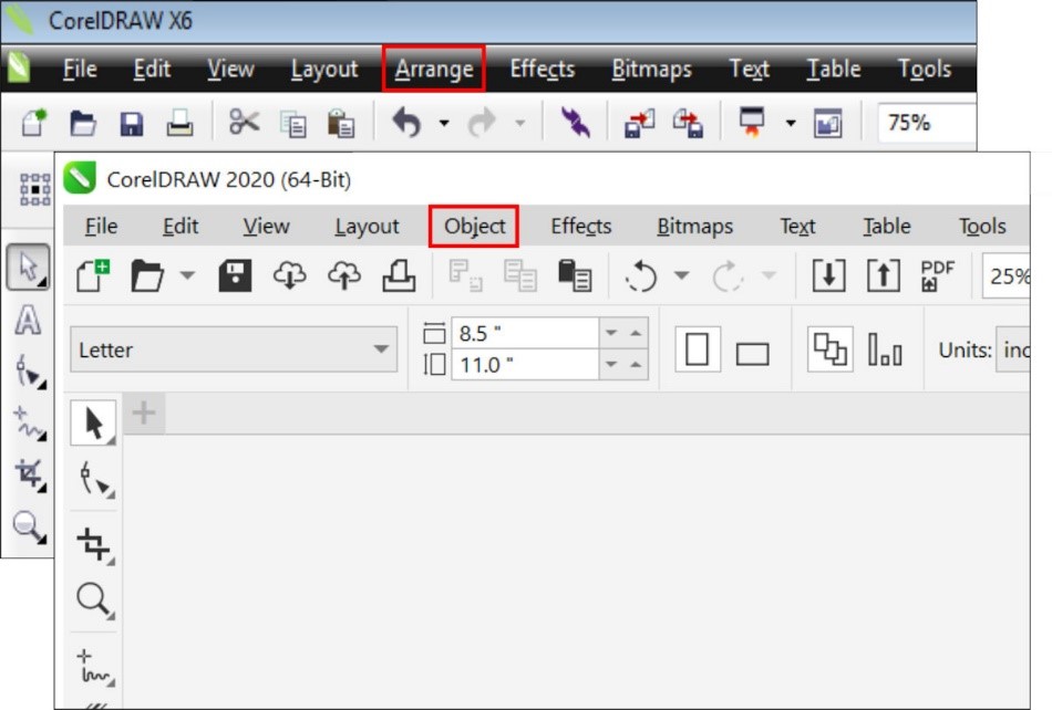 KB Corel CorelDRAW Graphics Suite X7 There Is No Arrange Tab In 