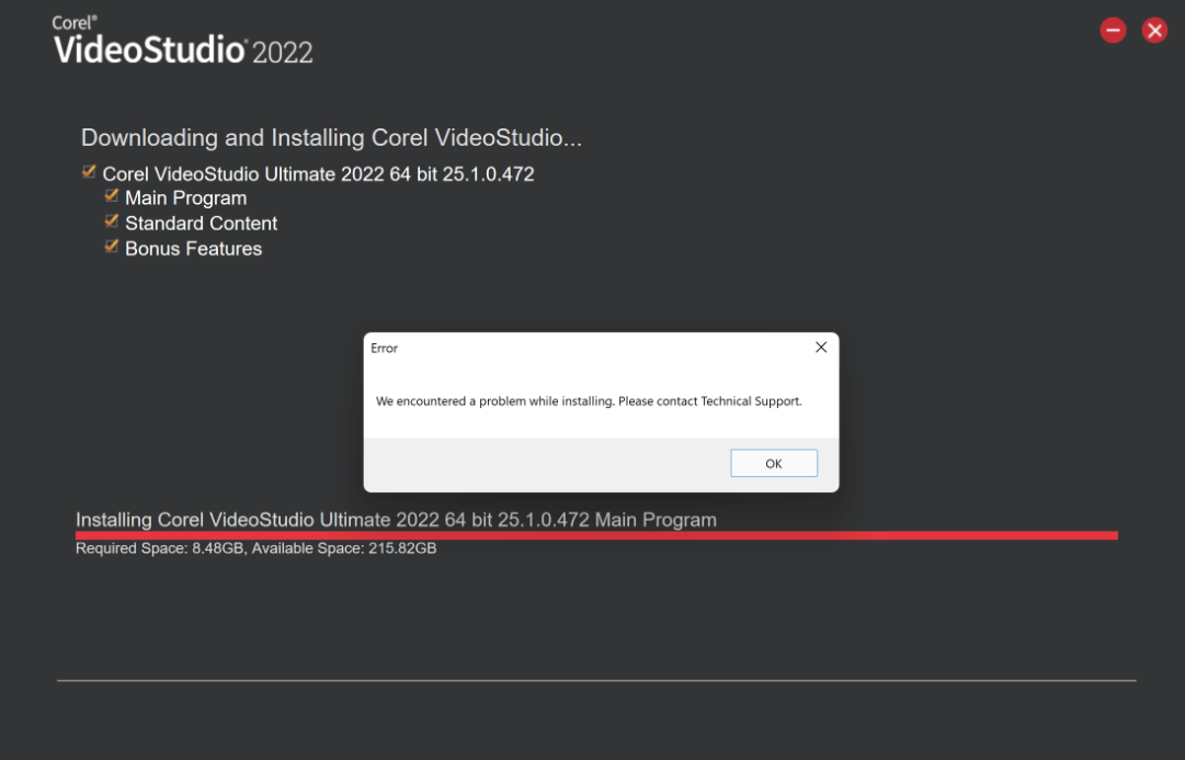 KB Corel VideoStudio We Have Encountered An Error Contact Technical 